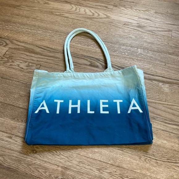 Athleta | Bags | Athleta 224 00 Cotton Blue Ombre Large Tote Bag For ...